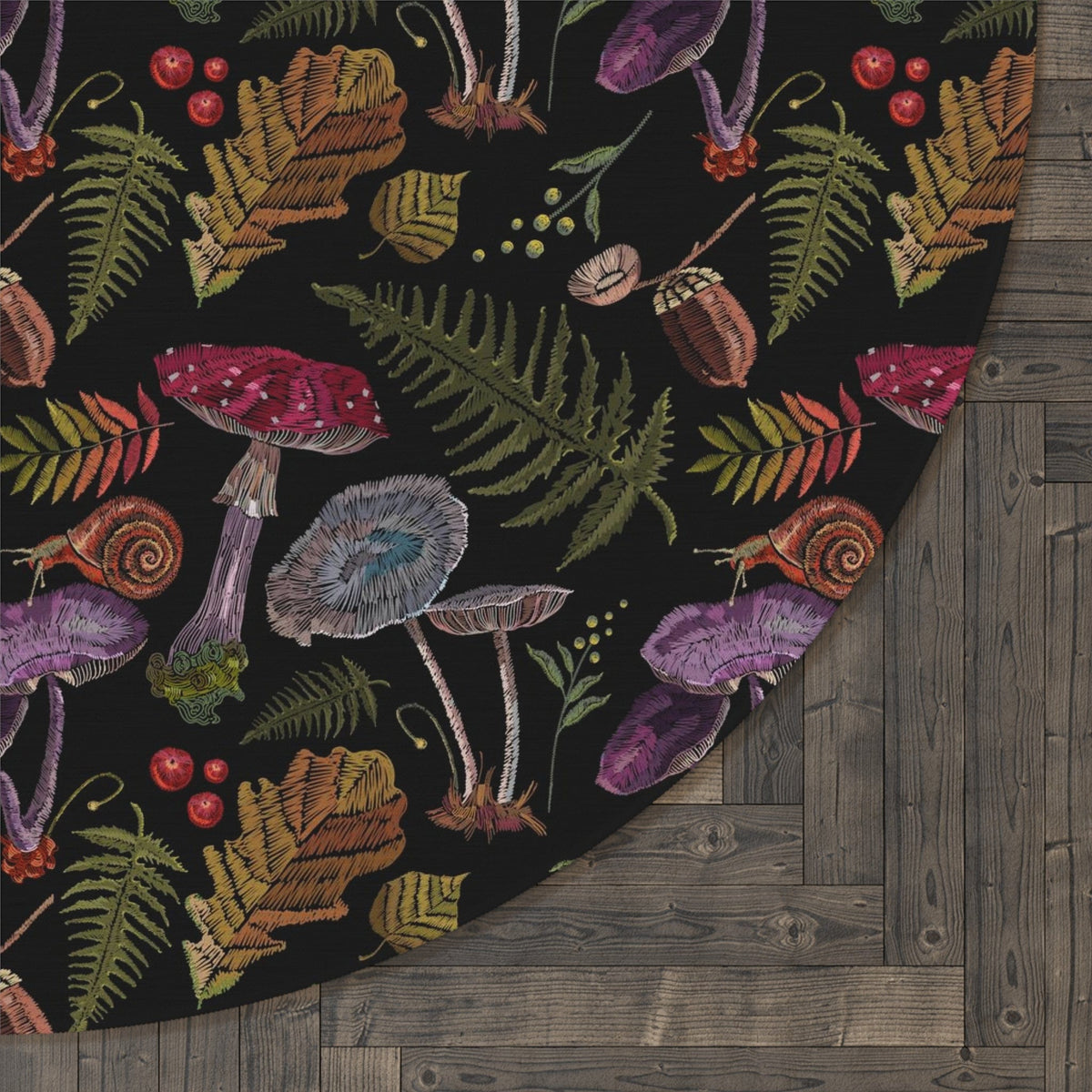 Dark Cottagecore Mushroom Round Rug | Raiana's Vibes